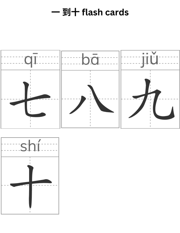 Chinese: Number 1 to 10 Flash Cards