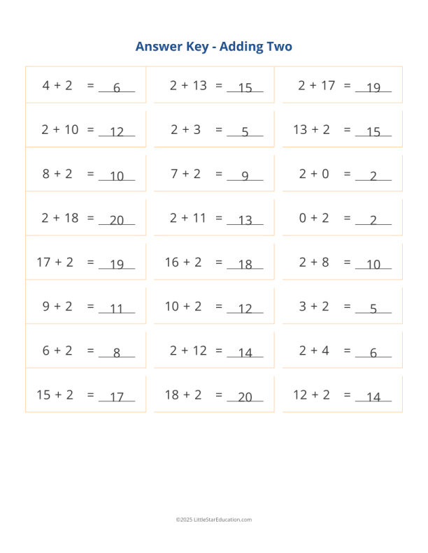 Adding 2 Worksheet