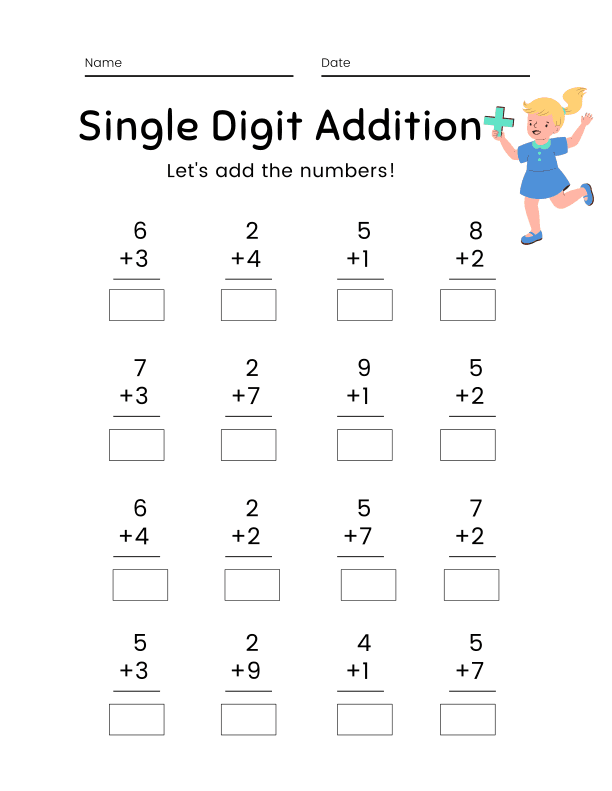 Addition: One Digit Addition Math Foundational