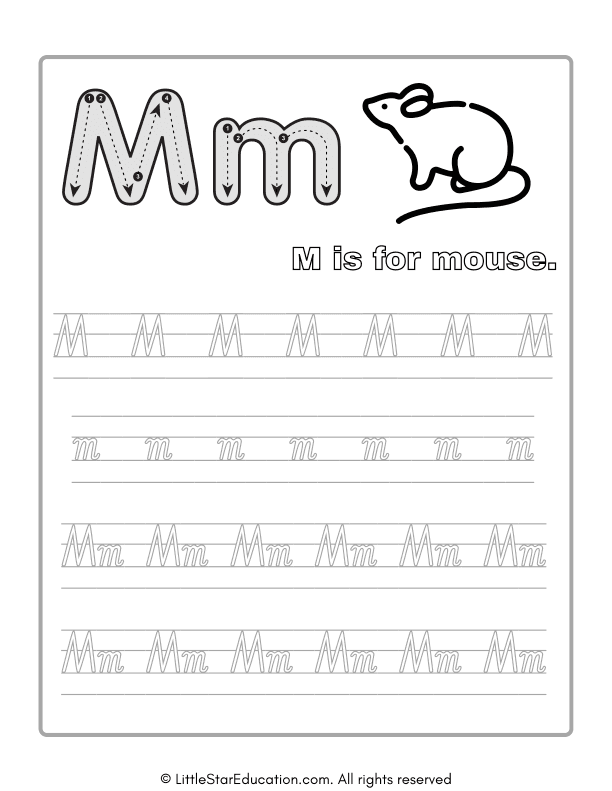 Alphabet Tracing Worksheet Letter M