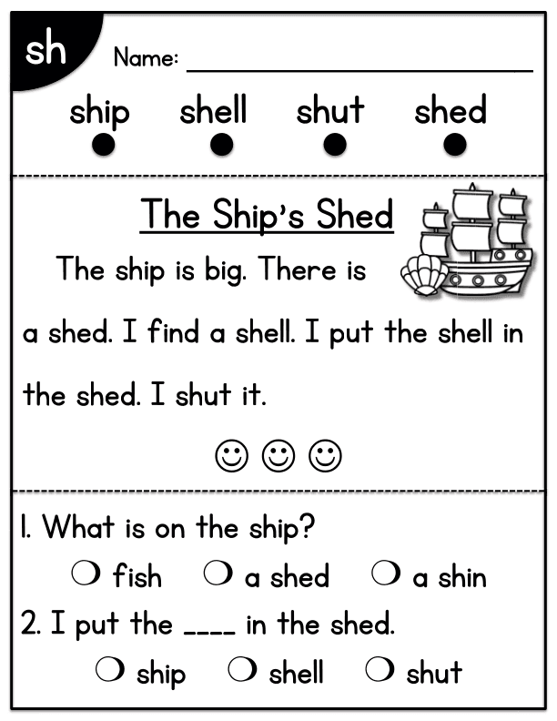 CVC Digraph Worksheet: 'sh' at Beginning