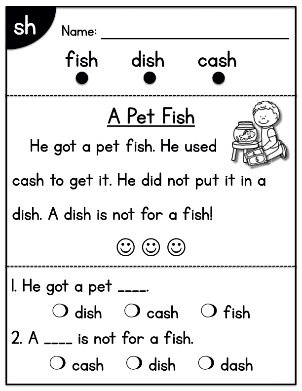 CVC Digraph Worksheet: 'sh' at End