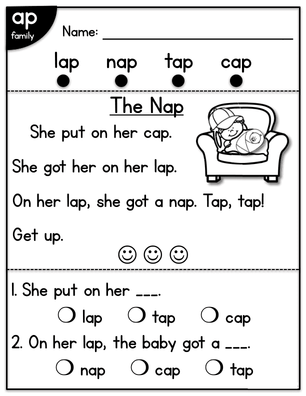 CVC Fluency Worksheet: 'ap' Family