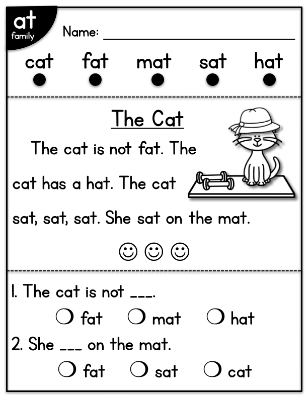 CVC Fluency Worksheet: 'at' Family