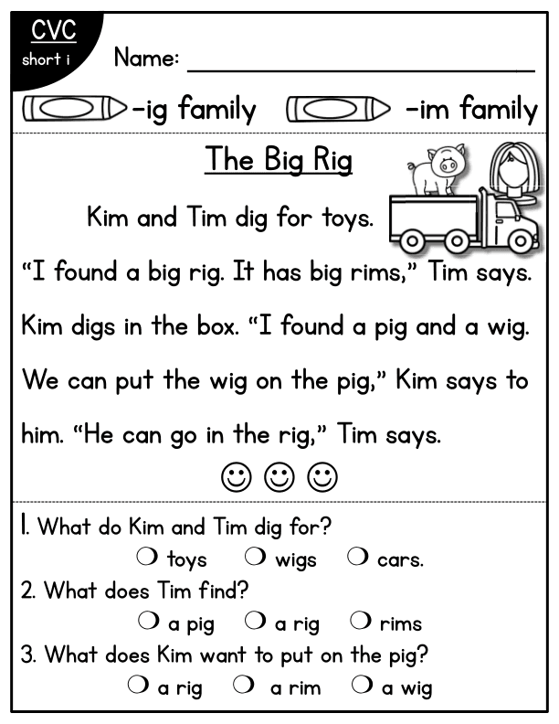 CVC Fluency Worksheet: 'ig' & 'im' Family