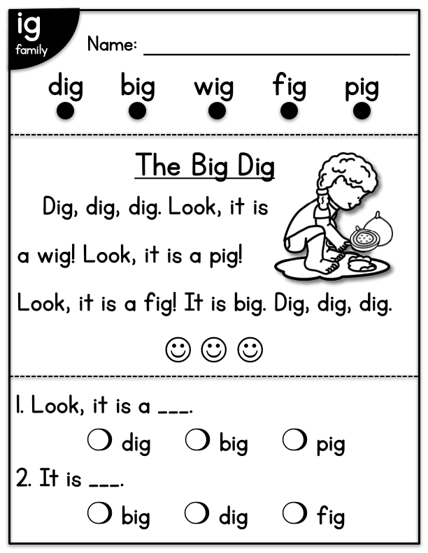 CVC Fluency Worksheet: 'ig' Family
