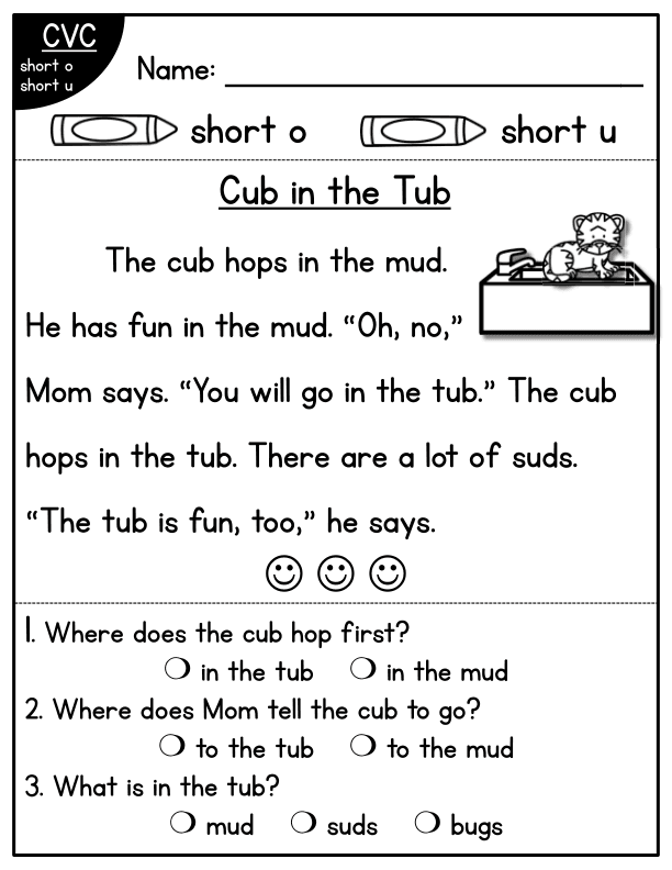CVC Fluency Worksheet: 'o' & 'u' Families