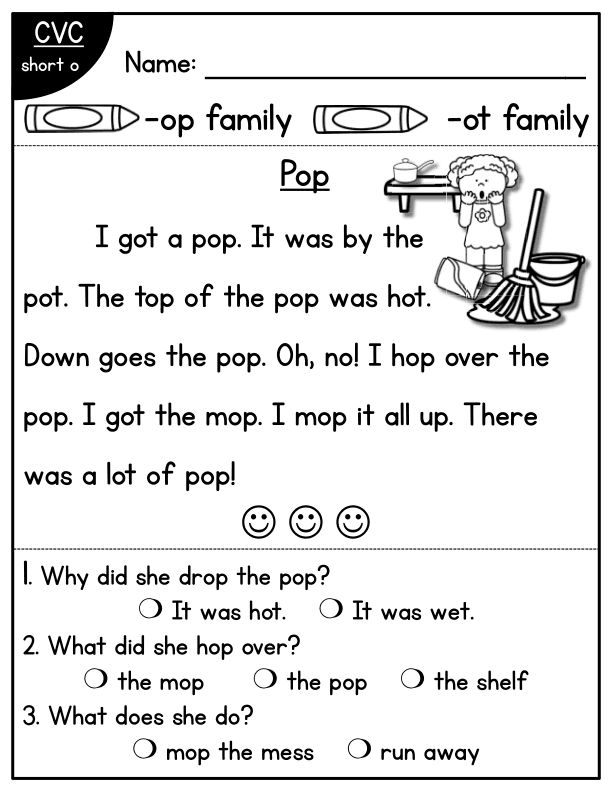 CVC Fluency Worksheet: 'op' & 'ot' Family