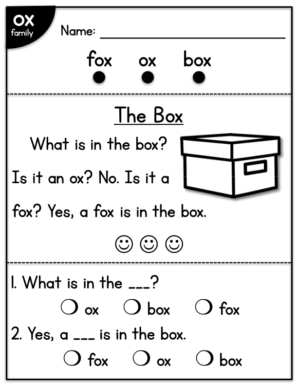 CVC Fluency Worksheet: 'ox' Family