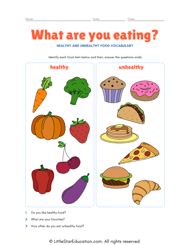 Food Vocabulary Worksheet