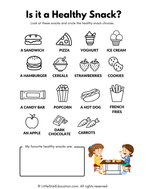 Is It a Healthy Snack Worksheet