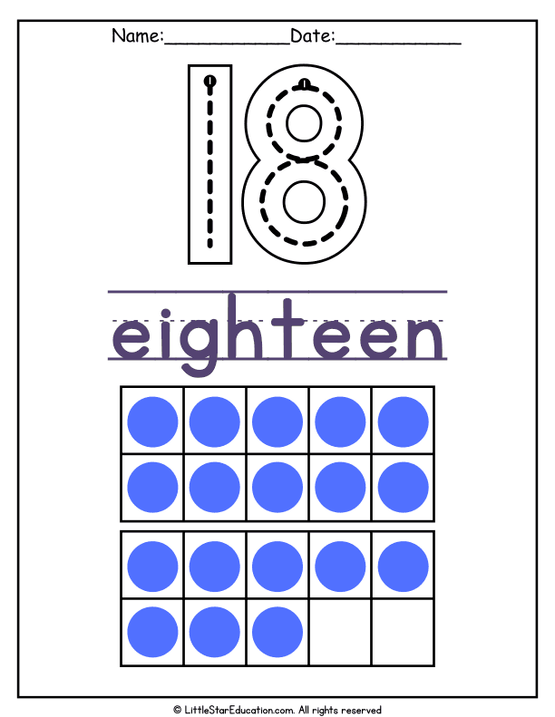 Number 18 Tracing and Counting