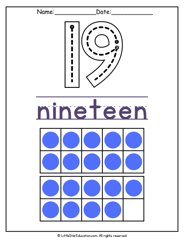 Number 19 Tracing and Counting