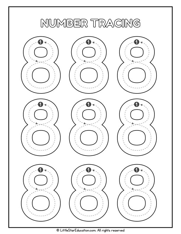 Number Tracing 8 Practice