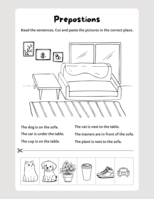 Prepositions of Place Digital Worksheet