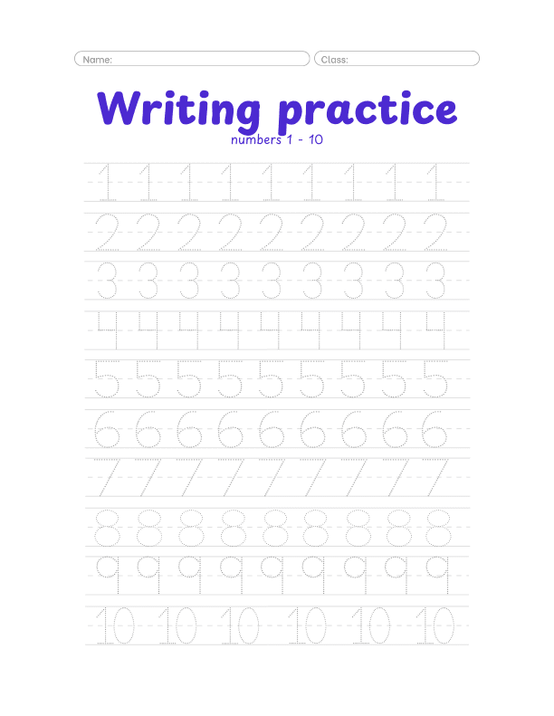 Writing Numbers 1 to 10