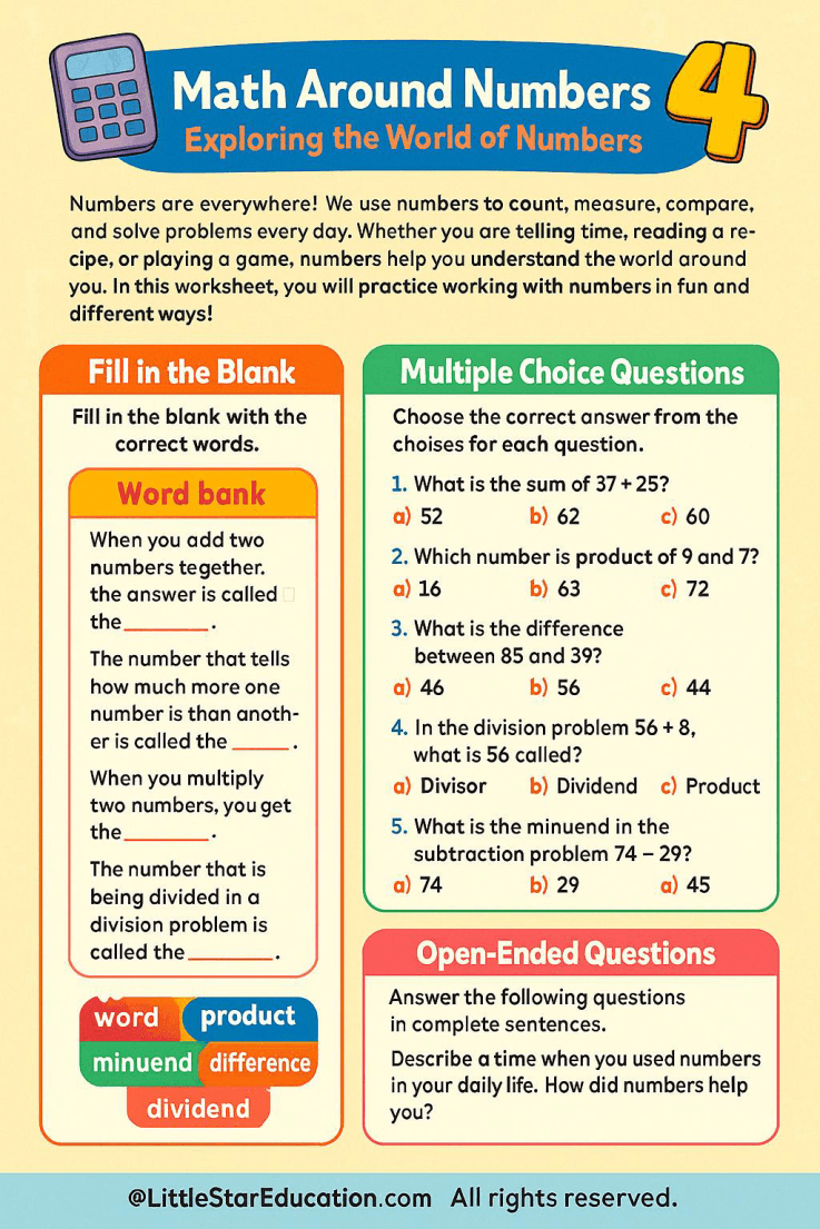 Math Words In Action Sum Difference Product And More